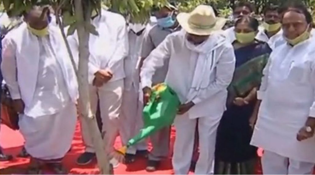 Haritha Haram Programme: అల్లనేరేడు మొక్కను నాటిన కేసీఆర్, నర్సాపూర్ ...