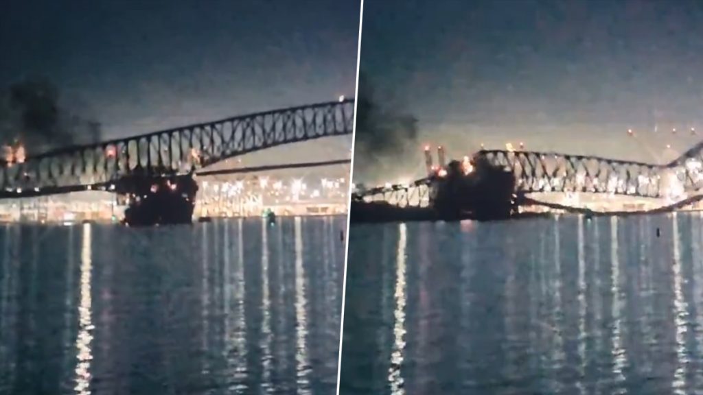 US Bridge Collapse Video: అమెరికాలో నౌక ఢీకొన‌డంతో న‌దిలో కుప్పకూలిన ...